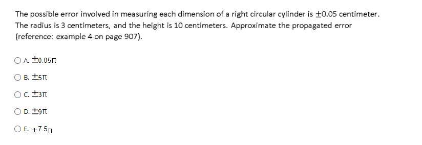 Solved The possible error involved in measuring each | Chegg.com