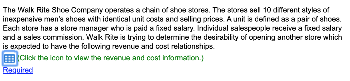 The Walk Rite Shoe Company operates a chain of shoe | Chegg.com