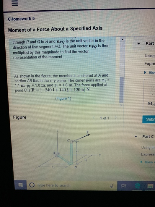 Solved Part B-Calculating the moment about AB using the | Chegg.com