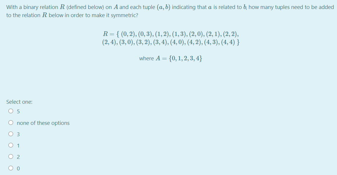 Solved With a binary relation R (defined below) on A and | Chegg.com