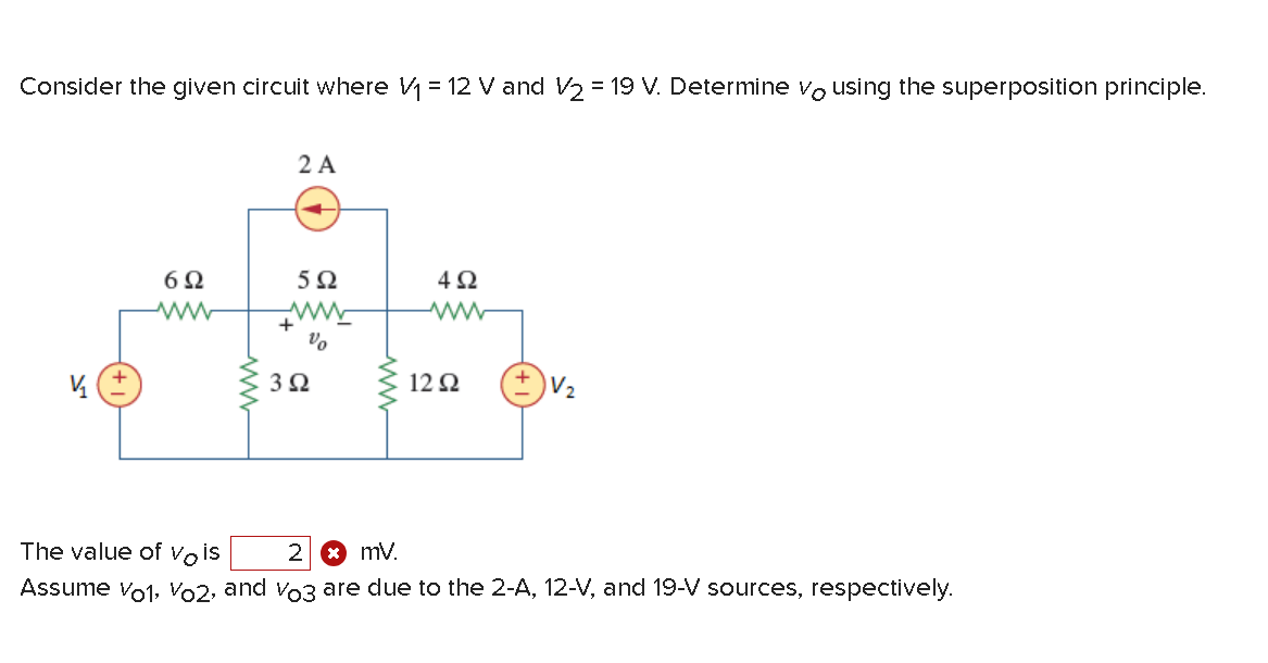 Solved Consider the given circuit where V1 = 12 V and V2 = | Chegg.com