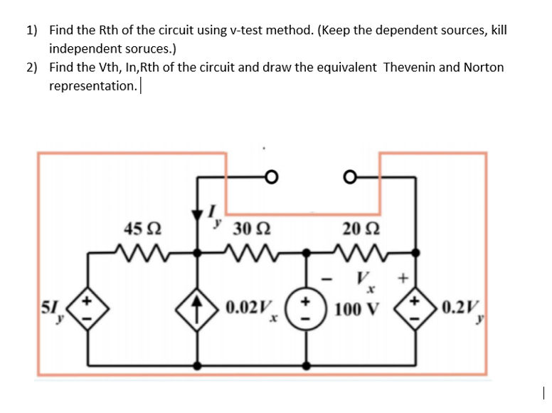 Solved 1) Find the Rth of the circuit using v-test method. | Chegg.com
