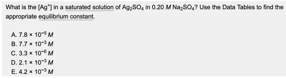 Solved What is the [Ag+] in a saturated solution of Ag2SO4 | Chegg.com