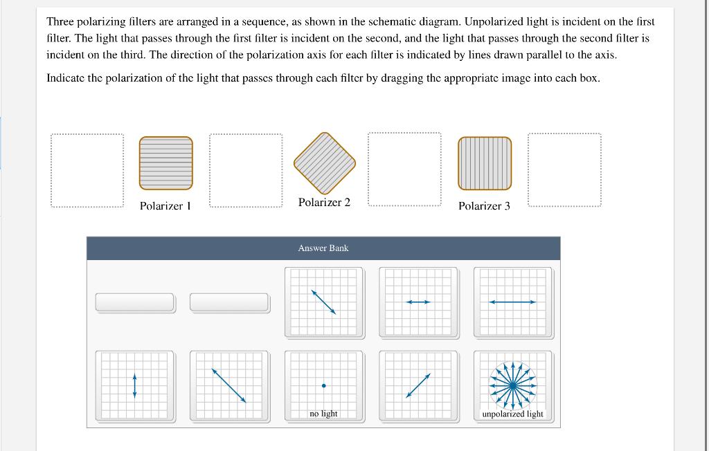 Solved Three polarizing filters are arranged in a sequence, | Chegg.com