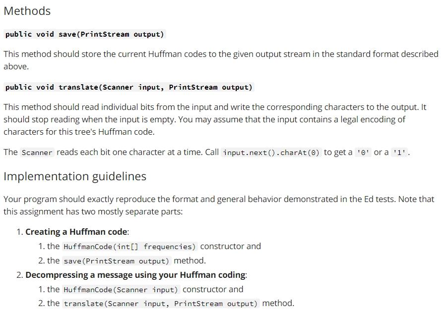 Solved Node class Inside the HuffmanCode class, write an | Chegg.com