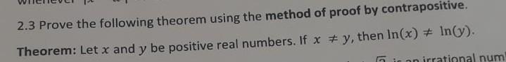 Solved 2.3 Prove the following theorem using the method of | Chegg.com