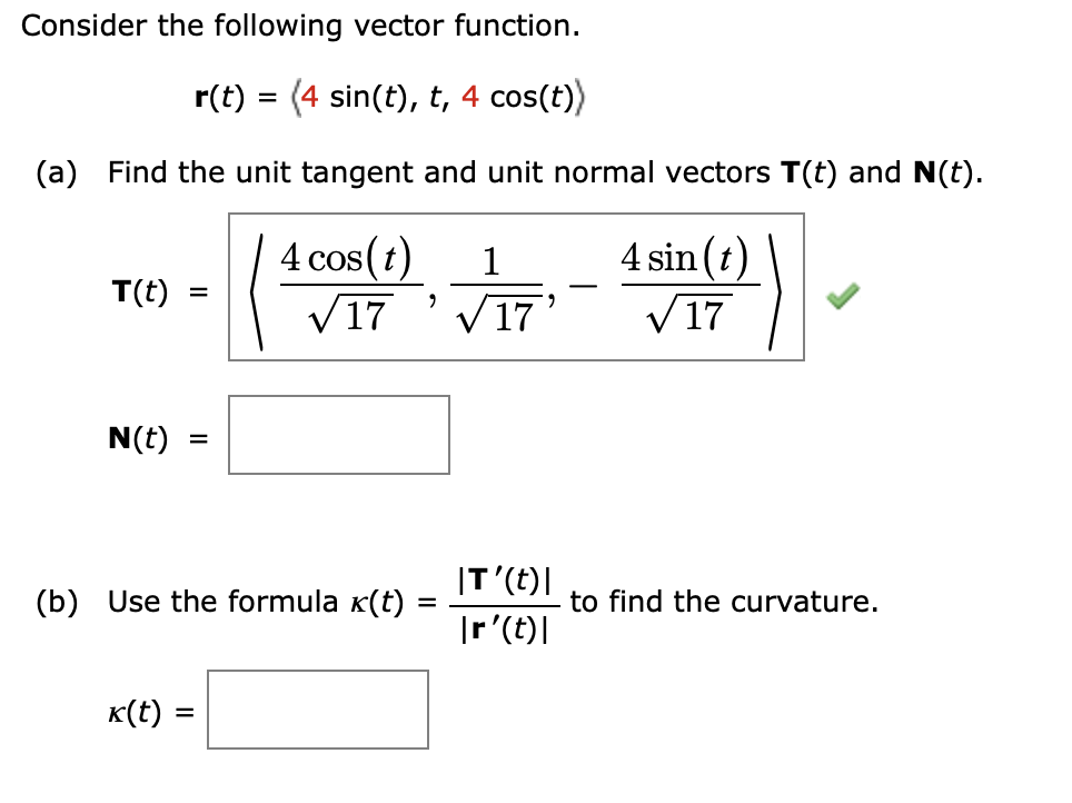 Solved Consider the following vector function. | Chegg.com