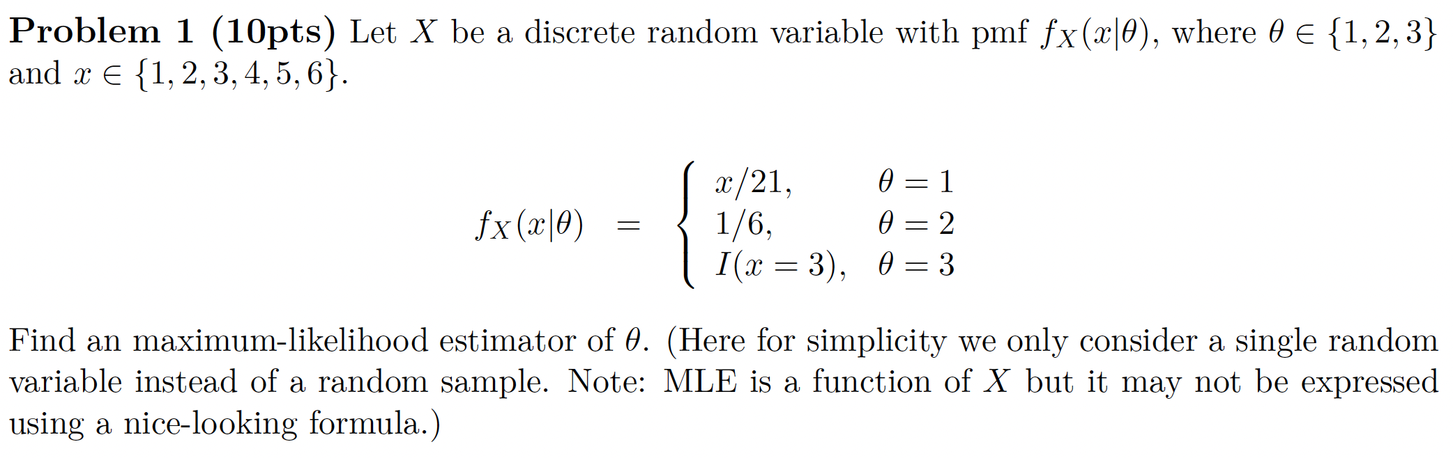 Solved Problem 1 (10pts) Let X be a discrete random variable | Chegg.com