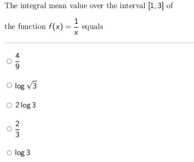 Solved The integral mean value over the interval [1,3] of | Chegg.com