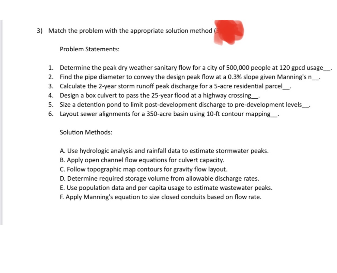 Solved 3) Match the problem with the appropriate solution | Chegg.com