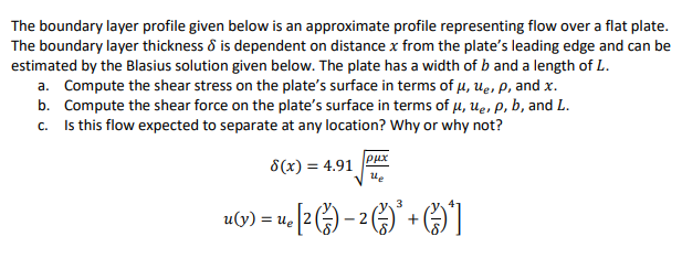 Solved The boundary layer profile given below is an | Chegg.com