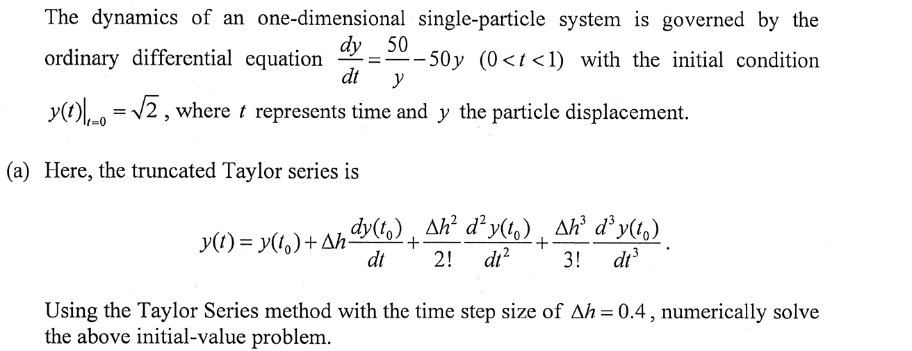 Solved The dynamics of an one-dimensional single-particle | Chegg.com