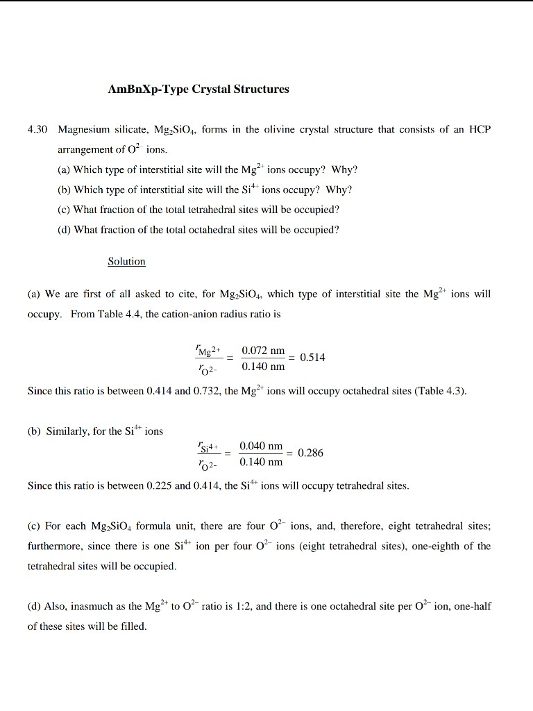 Solved AmBnXp-Type Crystal Structures 4.30 Magnesium | Chegg.com