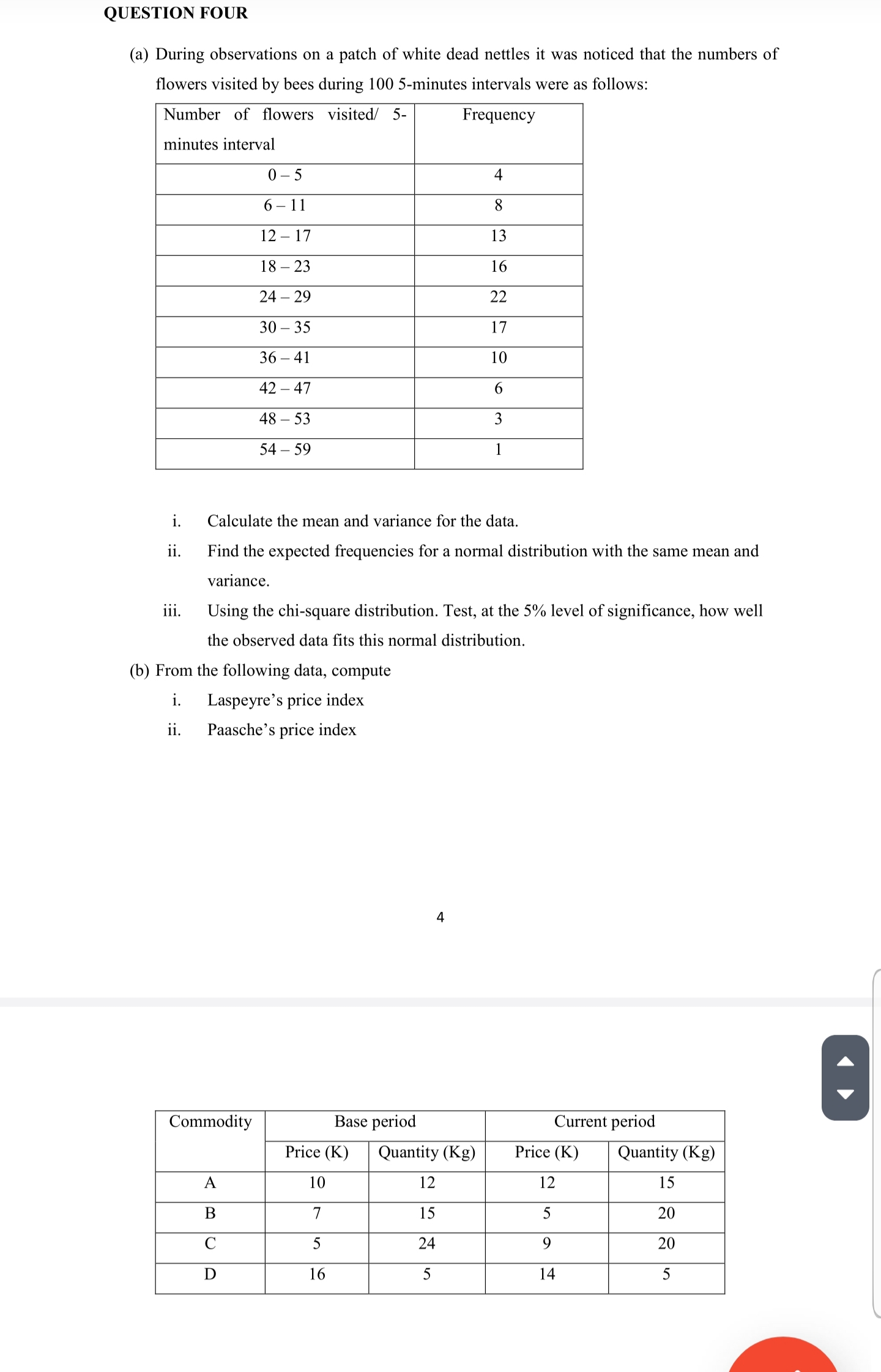 Solved (a) During observations on a patch of white dead | Chegg.com
