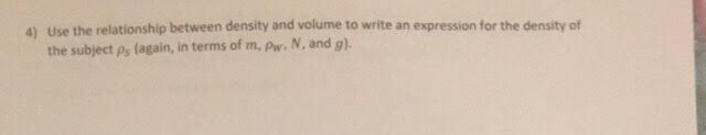 Solved Hydrodensitometry, also known as underwater weighing | Chegg.com