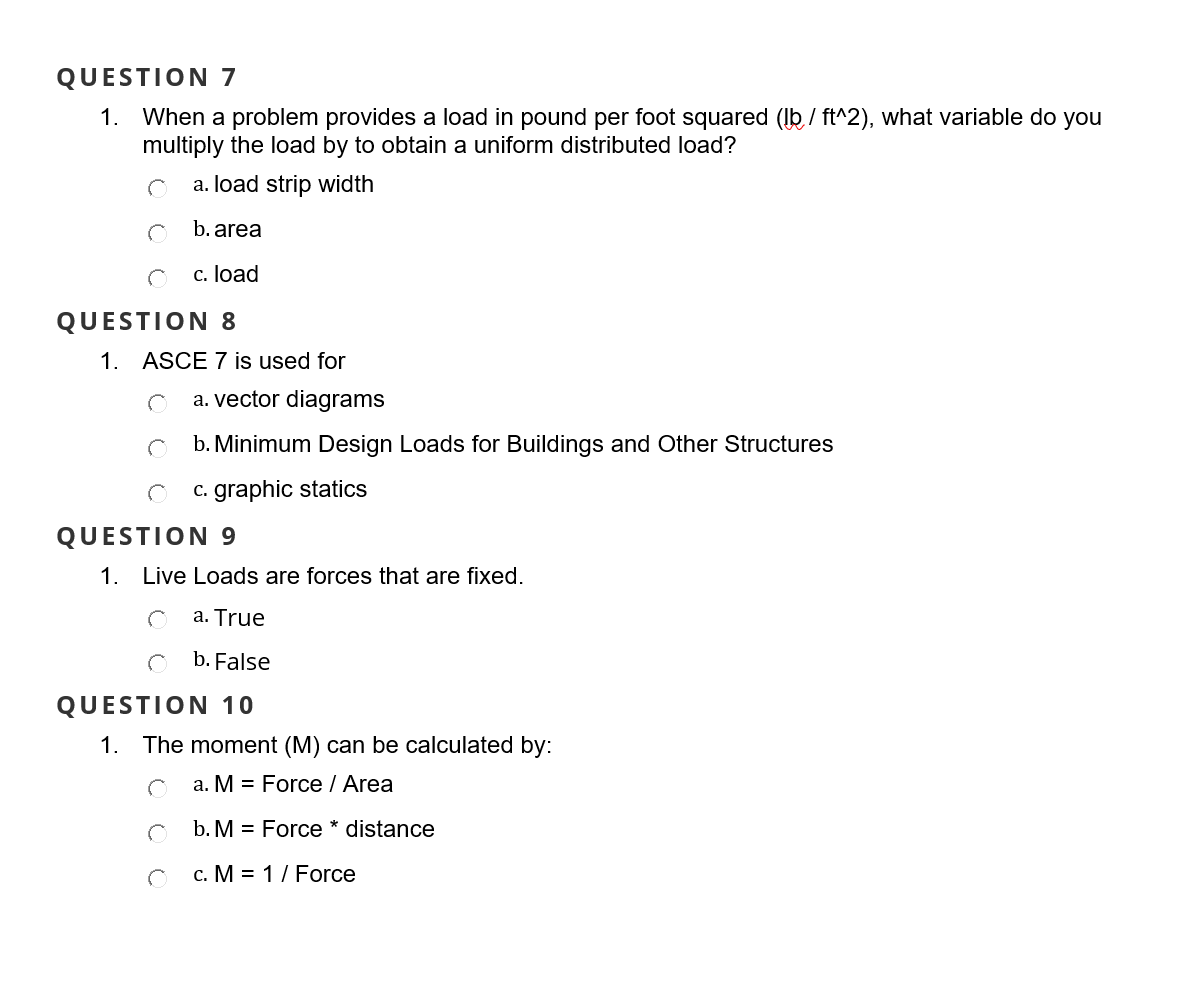 Solved QUESTION 7 1. When a problem provides a load in pound | Chegg.com