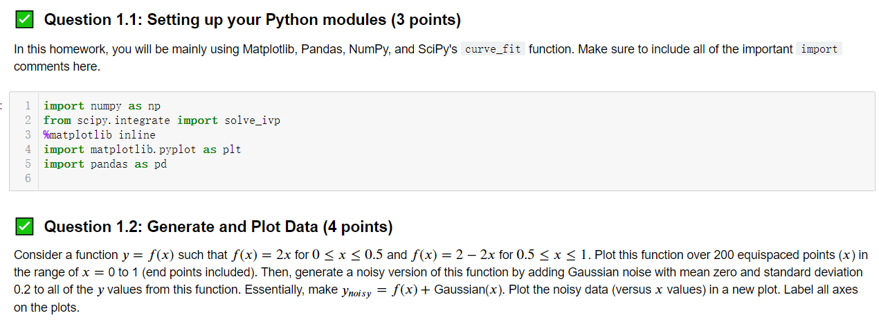 Solved Question 1.1: Setting up your Python modules (3 | Chegg.com
