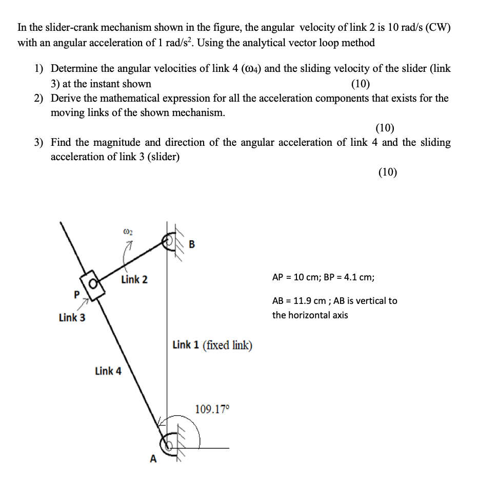 Solved In the slider-crank mechanism shown in the figure, | Chegg.com