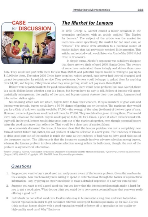 Solved Introduction to Microeconomics CASE for DISCUSSION | Chegg.com