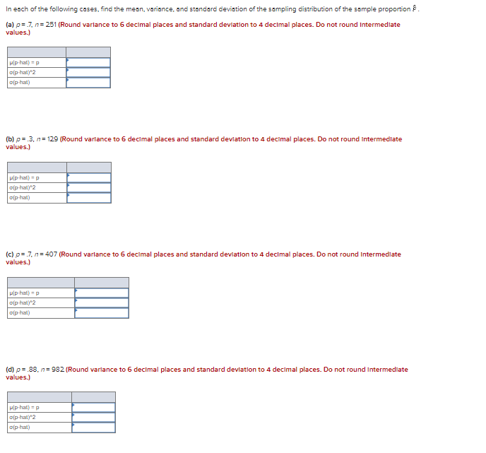 Solved In each of the following cases, find the mean, | Chegg.com
