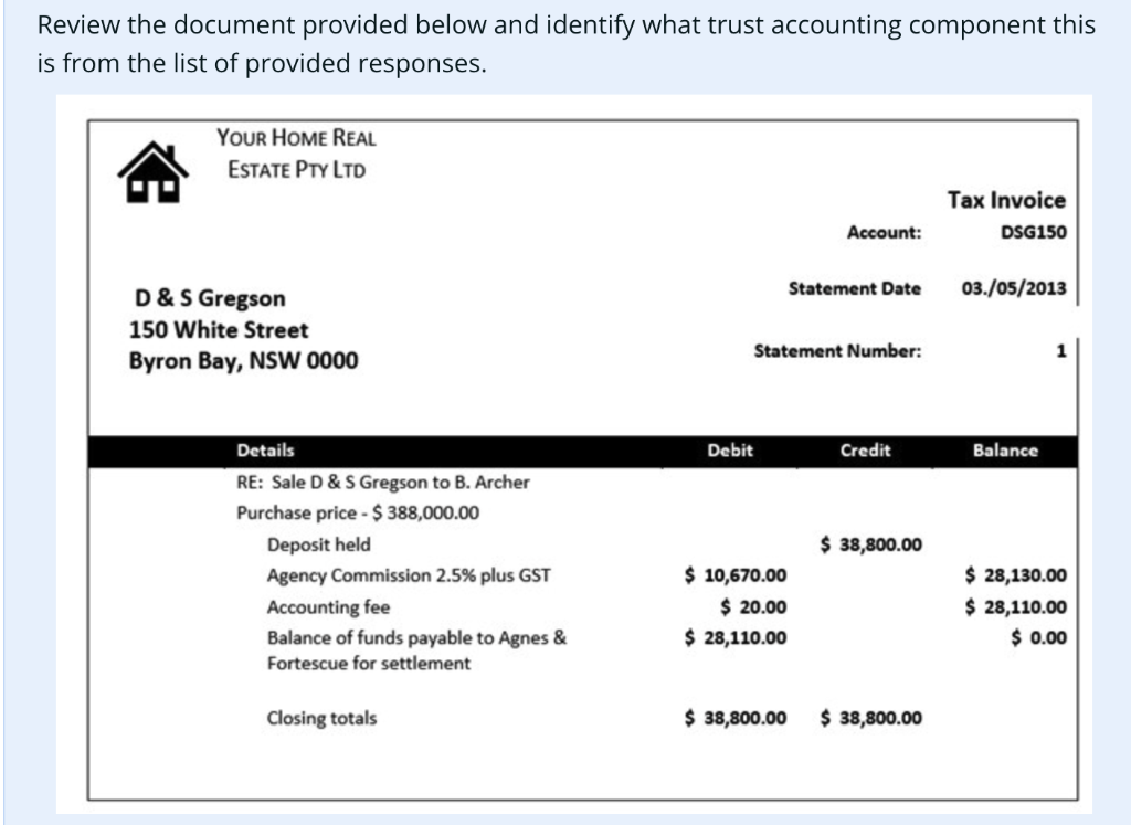 Solved identify what trust accounting component | Chegg.com