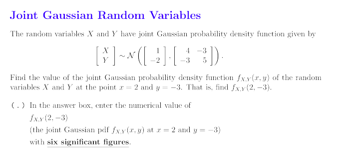 Solved Joint Gaussian Random Variables The random variables | Chegg.com