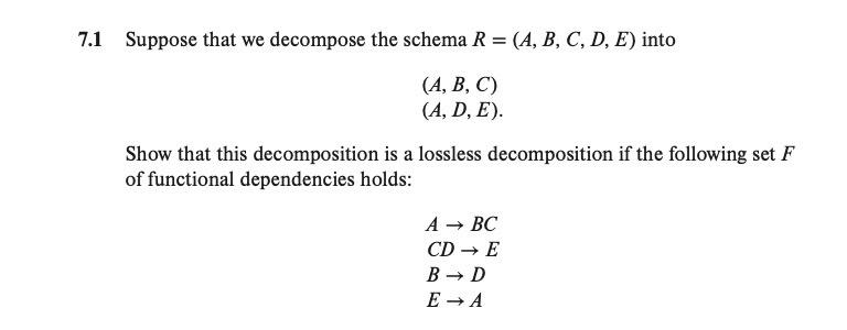 Solved 7.22 Give a lossless, dependency-preserving | Chegg.com