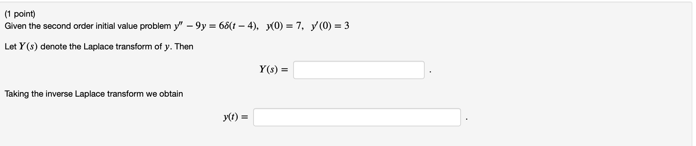 Solved (1 point) Given the second order initial value | Chegg.com