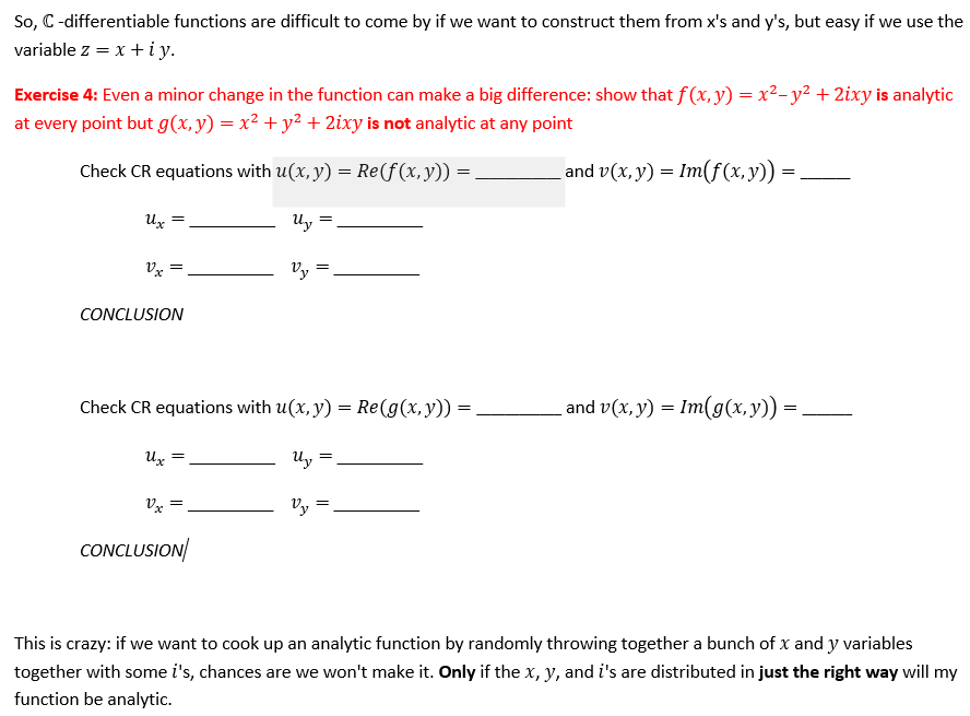 Solved So, C-differentiable functions are difficult to come | Chegg.com