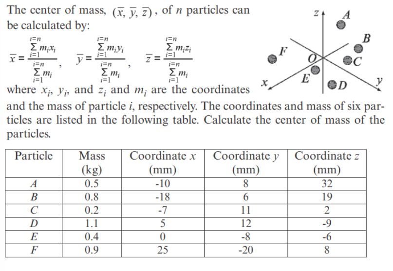 Solved MATHLAB The center of mass, (x‾,bar (y),bar (z)), ﻿of | Chegg.com