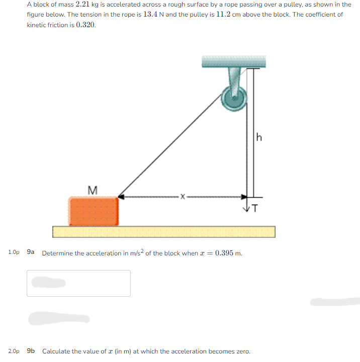 Solved A block of mass 2.21 kg is accelerated across a rough | Chegg.com