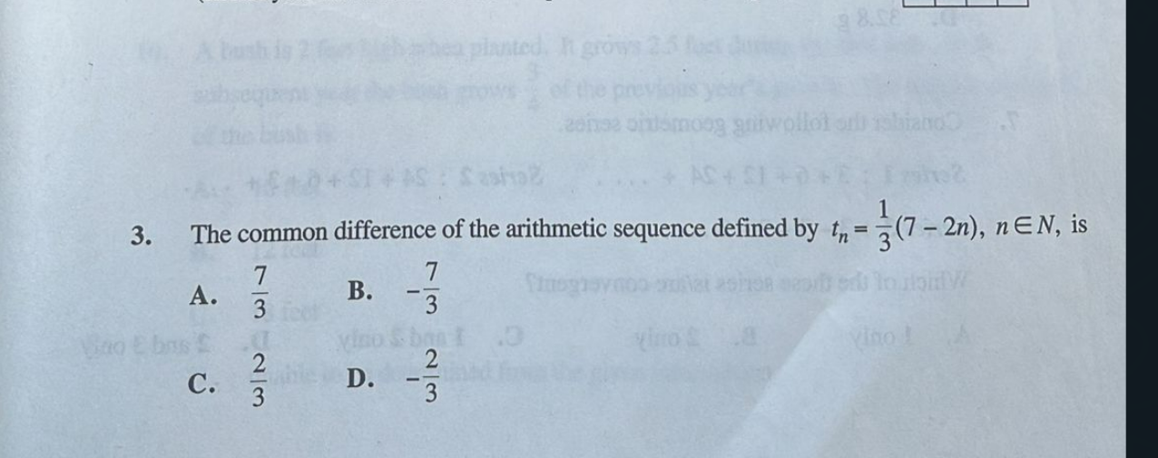 Solved 3. The common difference of the arithmetic sequence | Chegg.com