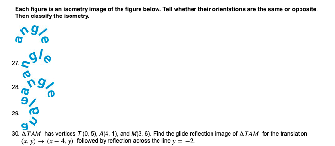 Solved Each figure is an isometry image of the figure below. | Chegg.com