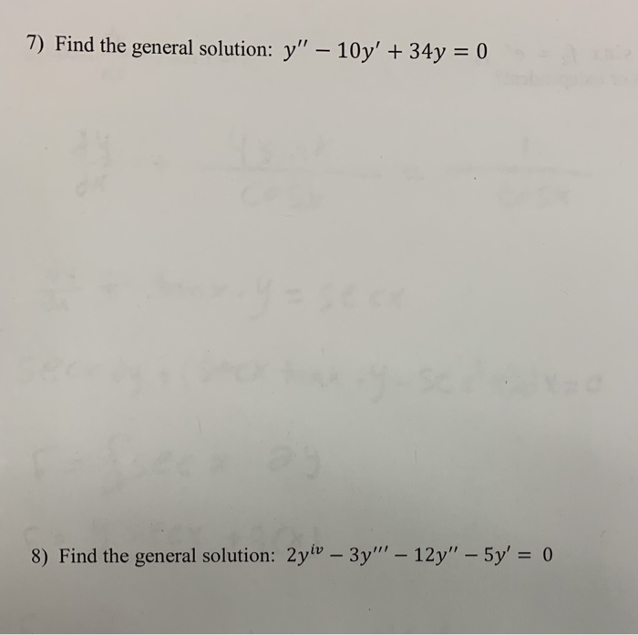 Solved 4) Solve: y, +4xy 7) Find the general solution: y" | Chegg.com