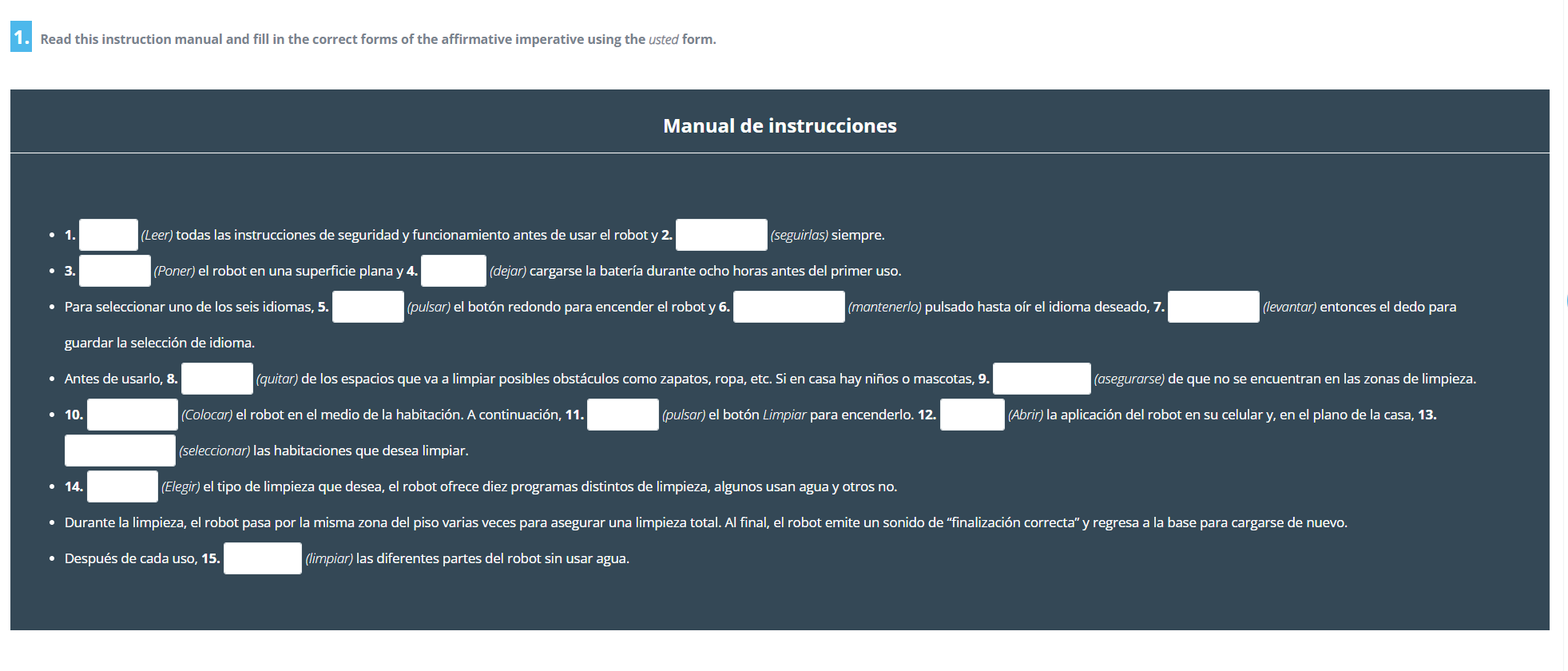 Read this instruction manual and fill in the correct | Chegg.com