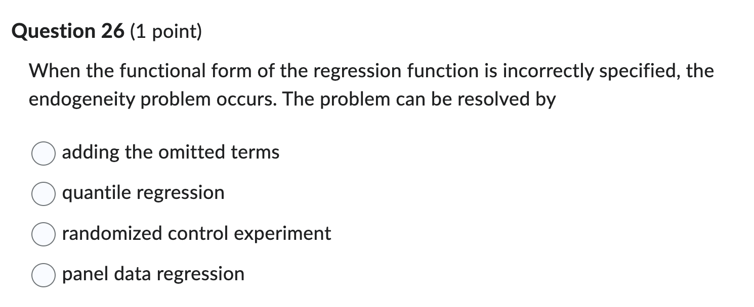 Solved When the functional form of the regression function | Chegg.com