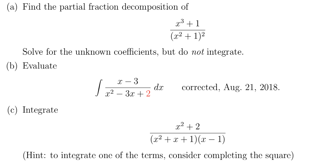 Solved (a) Find the partial fraction decomposition of r3 +1 | Chegg.com