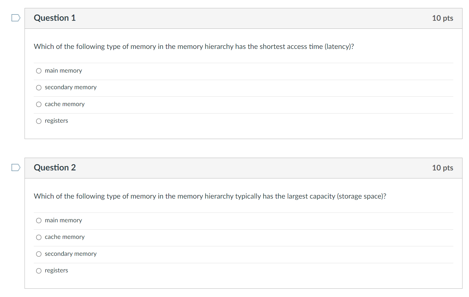 Solved Question 1Which of the following type of memory in | Chegg.com