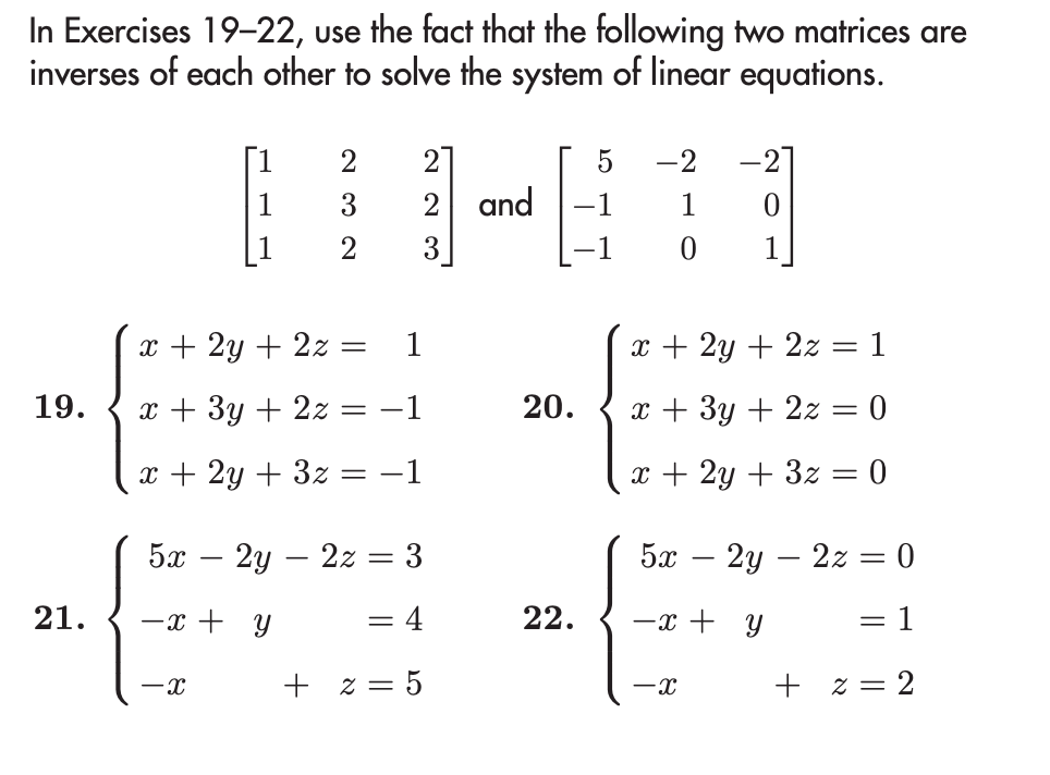 Solved In Exercises 19–22, use the fact that the following | Chegg.com