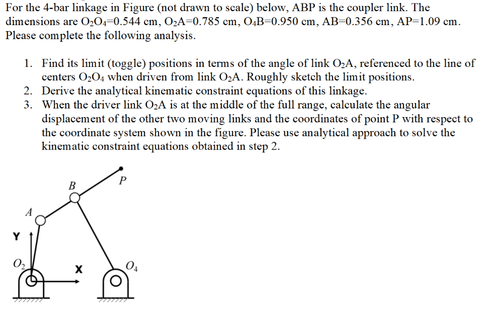 Solved For the 4-bar linkage in Figure (not drawn to scale) | Chegg.com