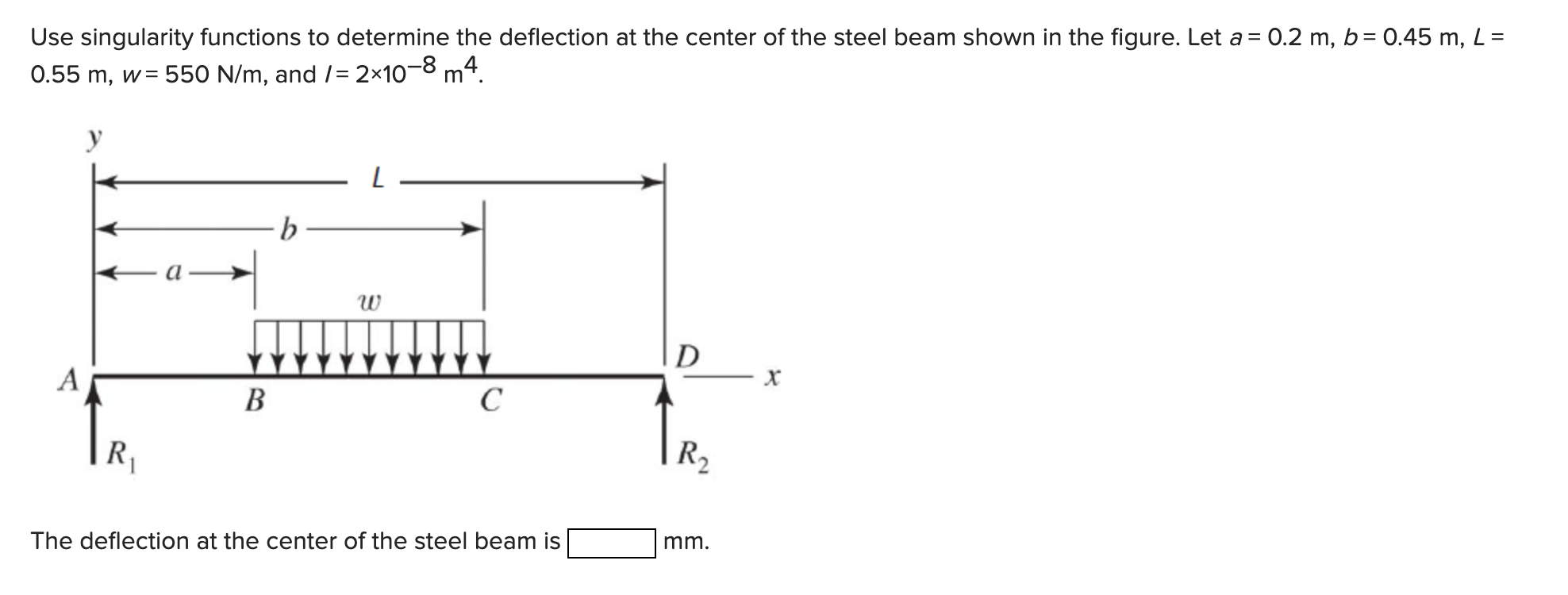 Solved Use singularity functions to determine the deflection | Chegg.com