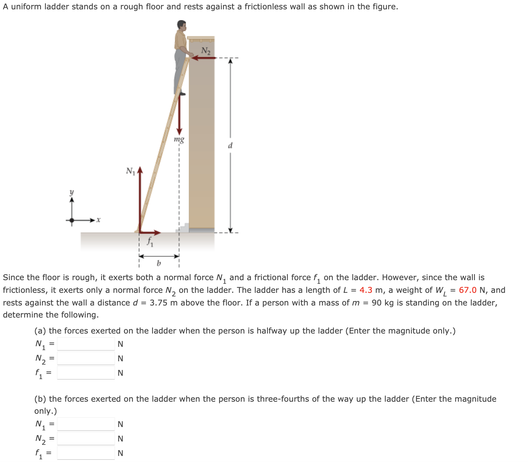 Solved e the floor is rough, it exerts both a normal force | Chegg.com