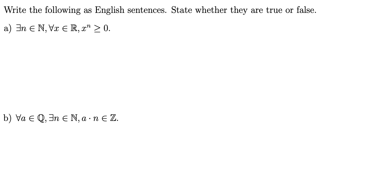 Solved Write the following as English sentences. State | Chegg.com