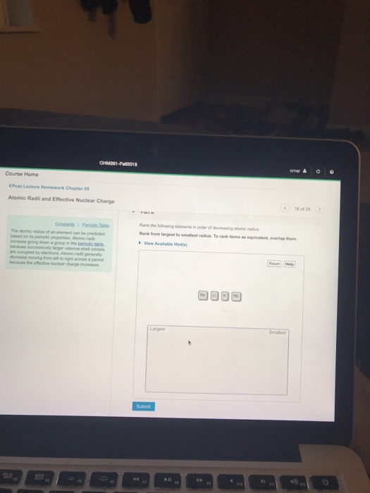 Solved Course Home 《Post Lecture Homework Chapter 05 Atomic | Chegg.com