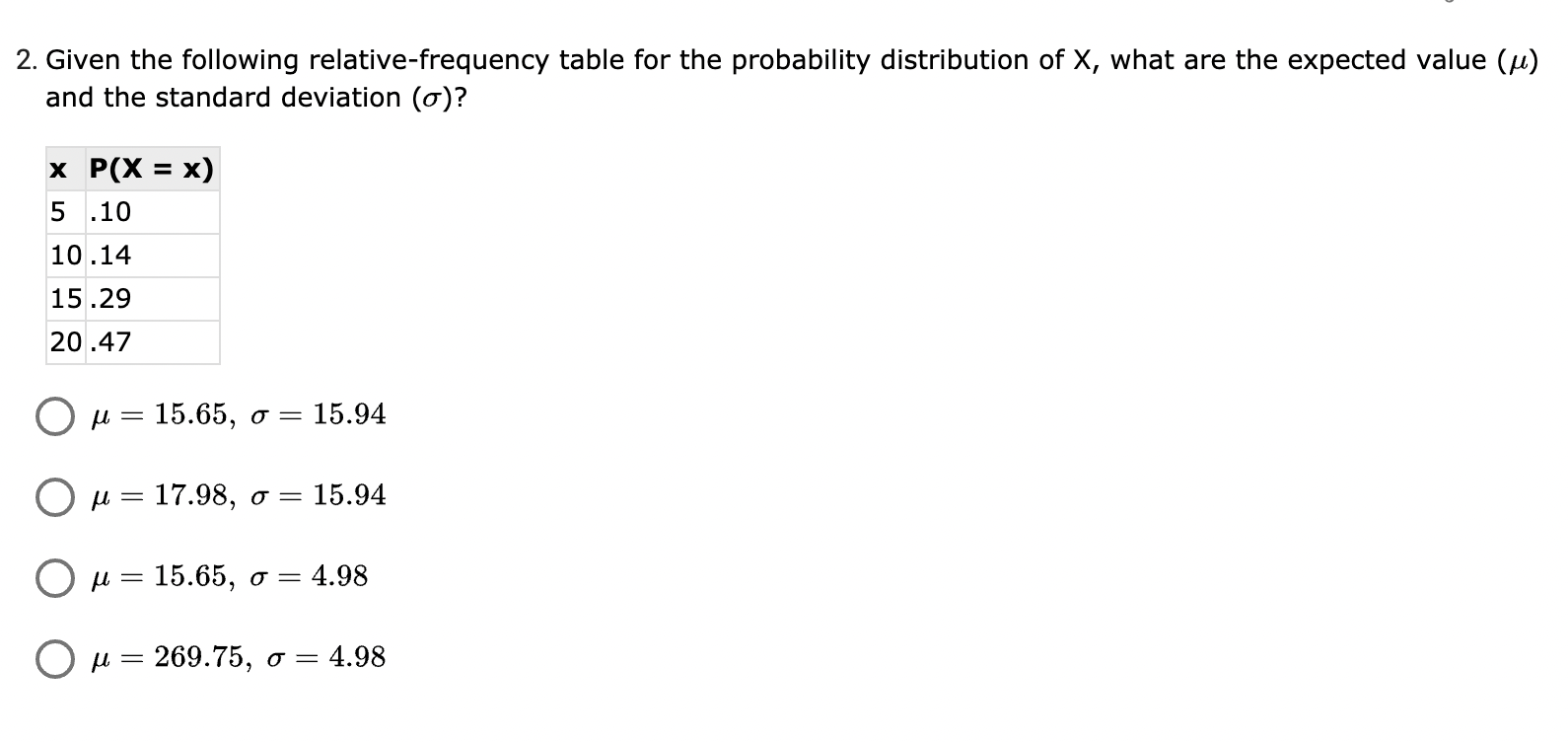 Solved 2. Given the following relative-frequency table for | Chegg.com