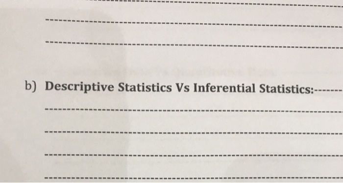Solved b) Descriptive Statistics Vs Inferential Statistics: | Chegg.com