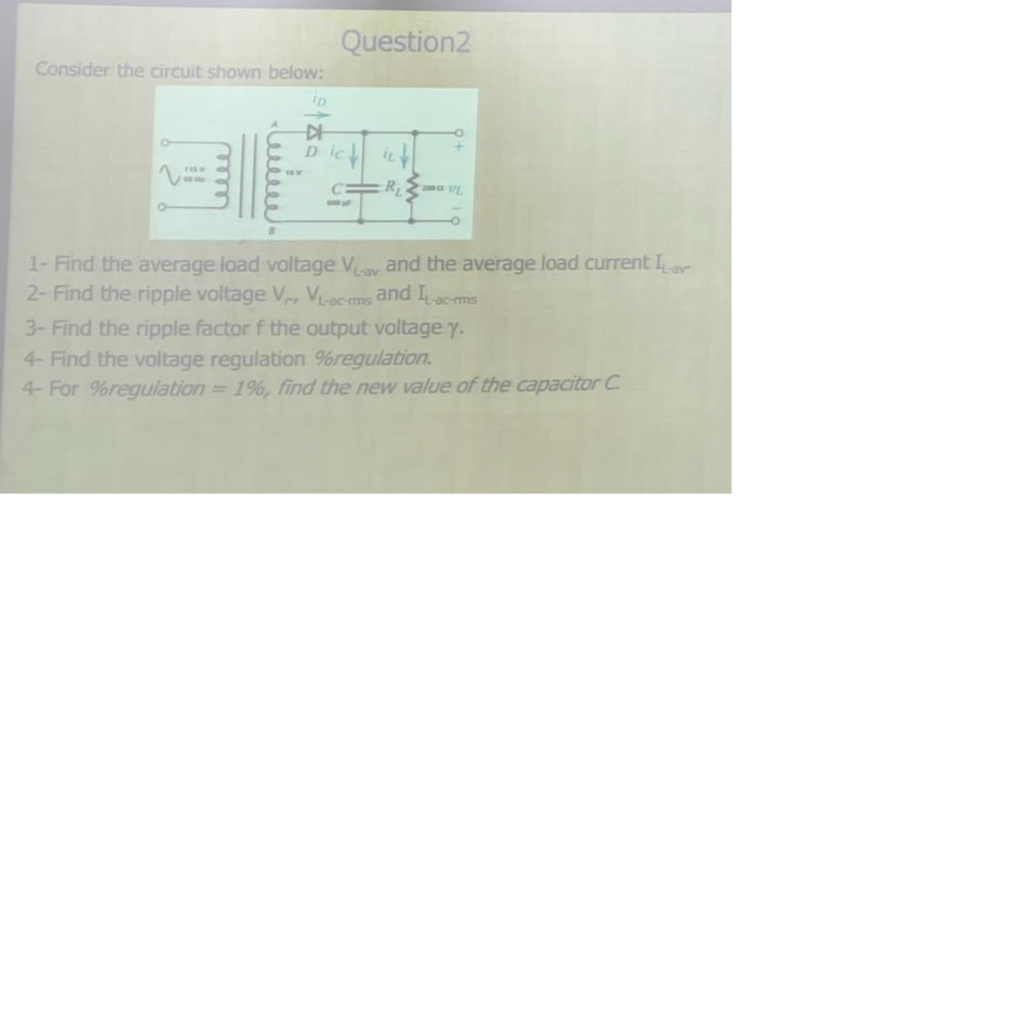 Solved Consider the circuit shown below: 1- Find the average | Chegg.com