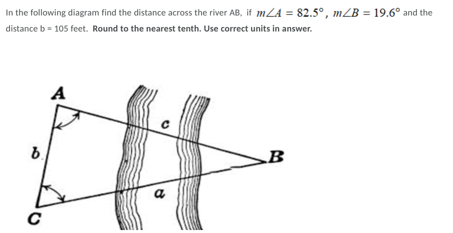 Solved In the following diagram find the distance across the | Chegg.com