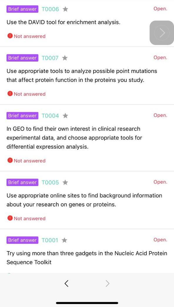 Solved Brief answer TO006 * Open Use the DAVID tool for | Chegg.com