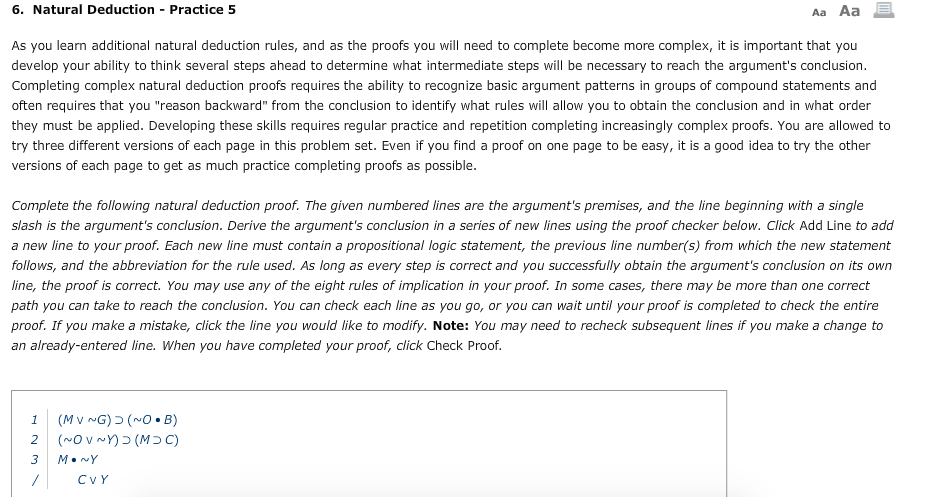 Solved 6. Natural Deduction - Practice 5 Aa Aa E As you | Chegg.com